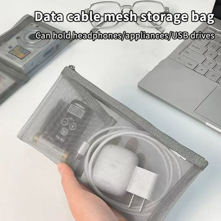 Mini Mesh Coin Bags Portable Earphone Data Cable Chargers Storage Bag ...