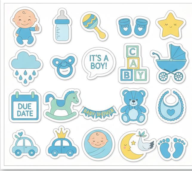 Pack of 20 - Baby Boy Sticker New Born Stickers - New born Baby Boy ...