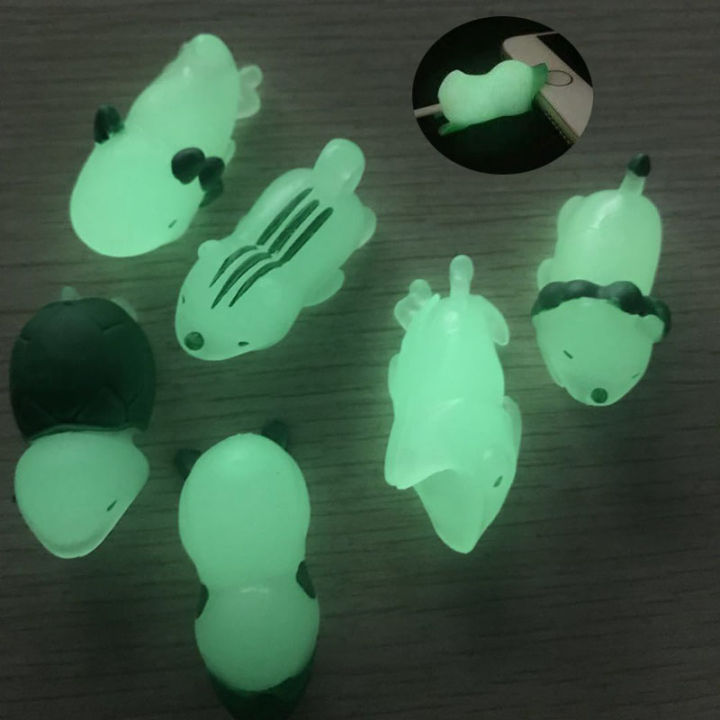 Cable Bite Glow In Dark Protector For Winder Phone Prank Toy Pvc Animal Duck Lion Tortoise Doll ...