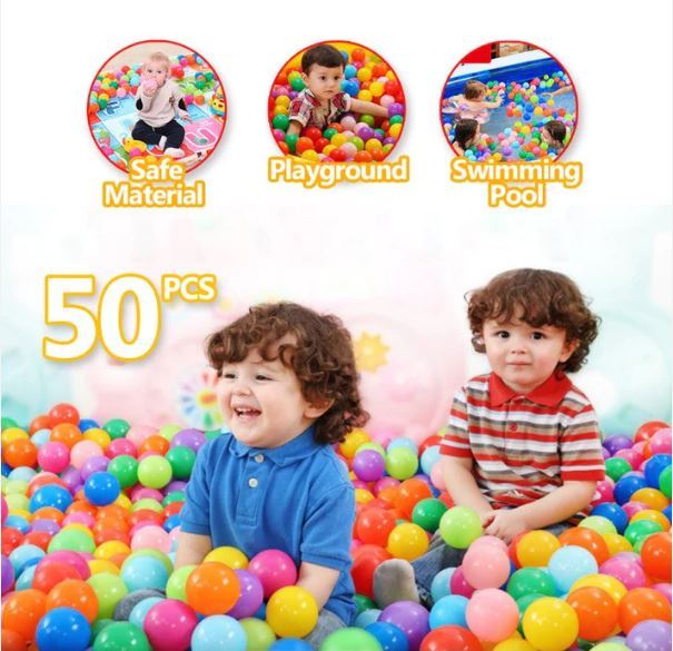 50 Plastic Ball Pit & Colorful Balls for Kids – Phthalate and BPA Free ...