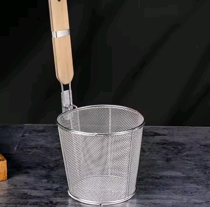 Stainless Steel Funnel Strainer with Wooden Handle – Mesh Sieve Spoon ...