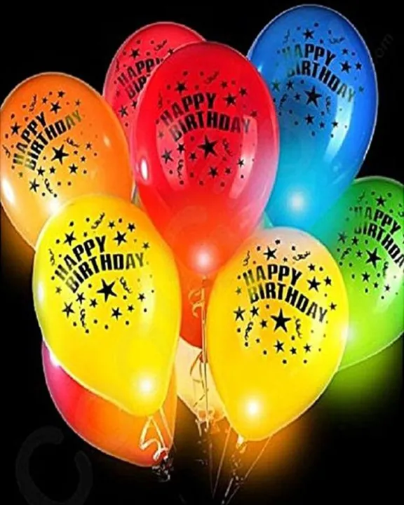Pack Of 5 - Led Flickering Glowing Happy Birthday Printed Text Balloon ...