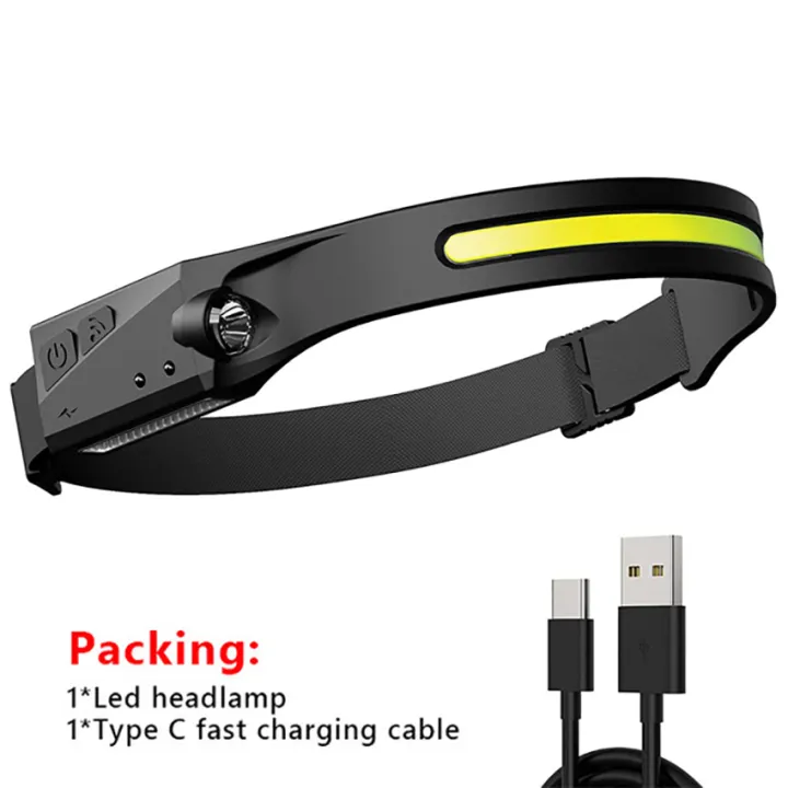 Vimite USB Rechargeable 5 Lighting Modes COB LED Headlamp Sensor Headlight Head Lamp with Built ...