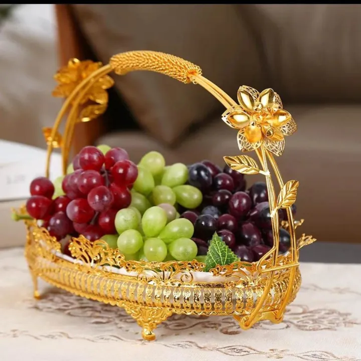 luxury metal serving snack fruit basket dinner buffet cake dessert tray ...