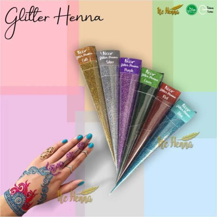 Glitter Mehandi Cones available in different 8 Colours for girls ...