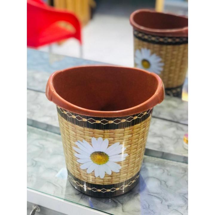 Dustbin Flower Printed Plastic Dustbin | Daraz.pk