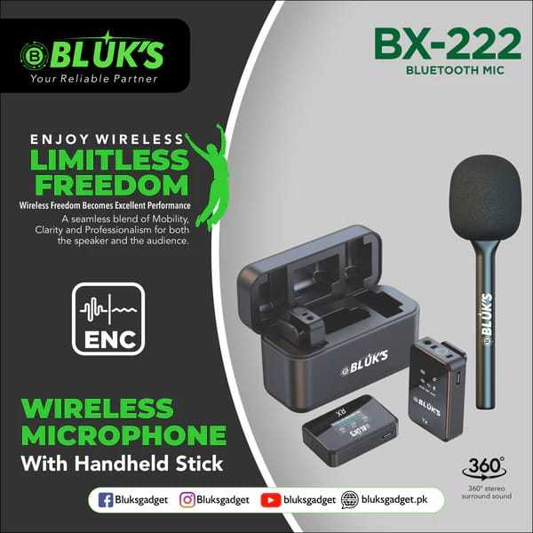 BLUK’S BX-222 Professional Wireless Bluetooth Microphone – ENC Noise ...