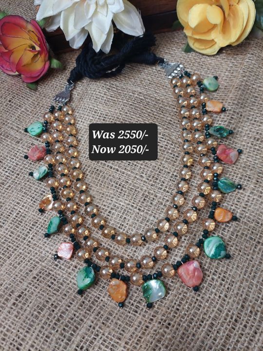 3 layered afghani stone/coin mala , heavy mala , party wear mala ...