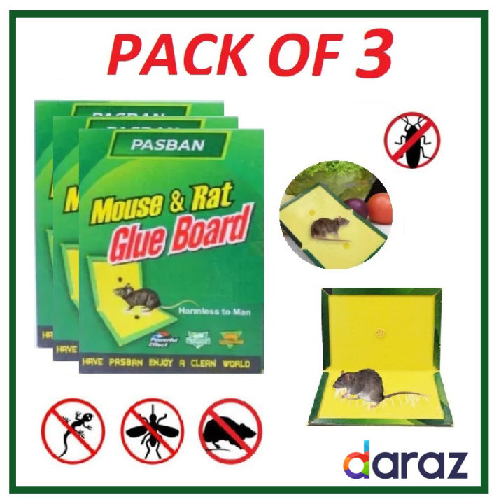 Pack Of 03 Mouse Glue Traps Sticky Mice strong glue Rat Trap Insect Lizard Spider Cockroach ...