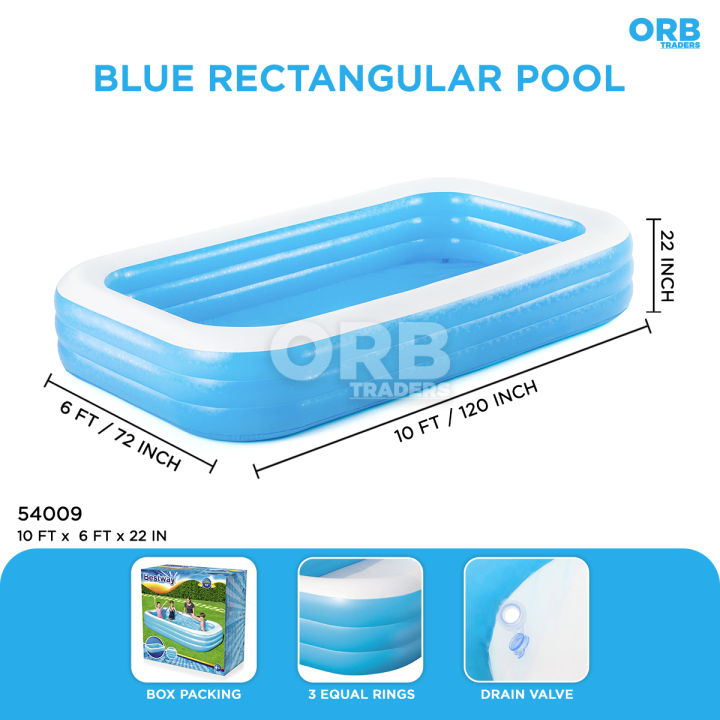 10 Feet Swimming Pool For Kids Rectangle Bestway 10 foot Inflatable ...