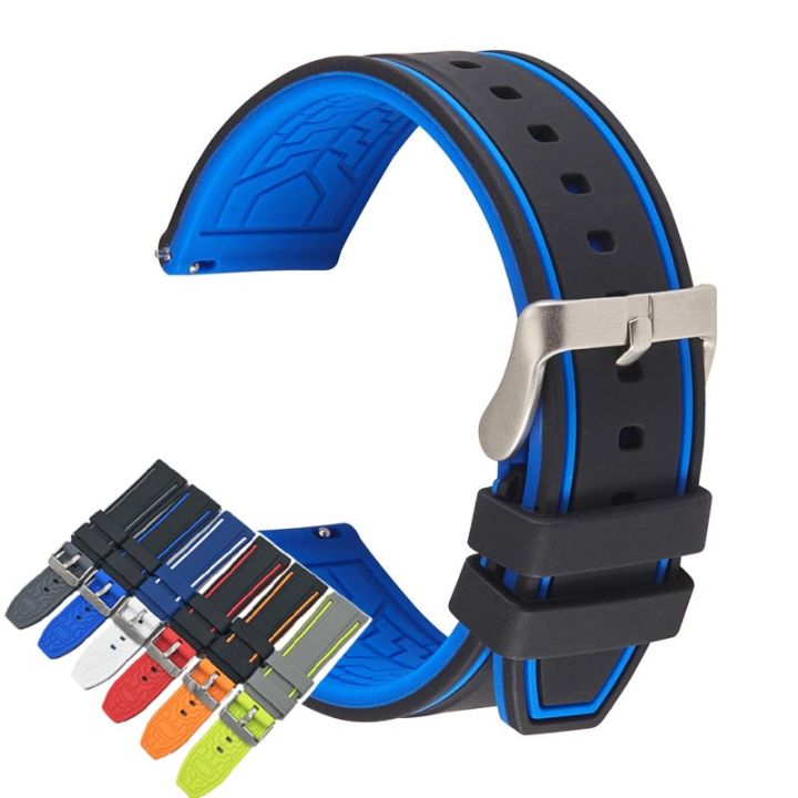 22mm Width Replacement Ocean Sport Silicone Watch Band For Solar RT3 ...