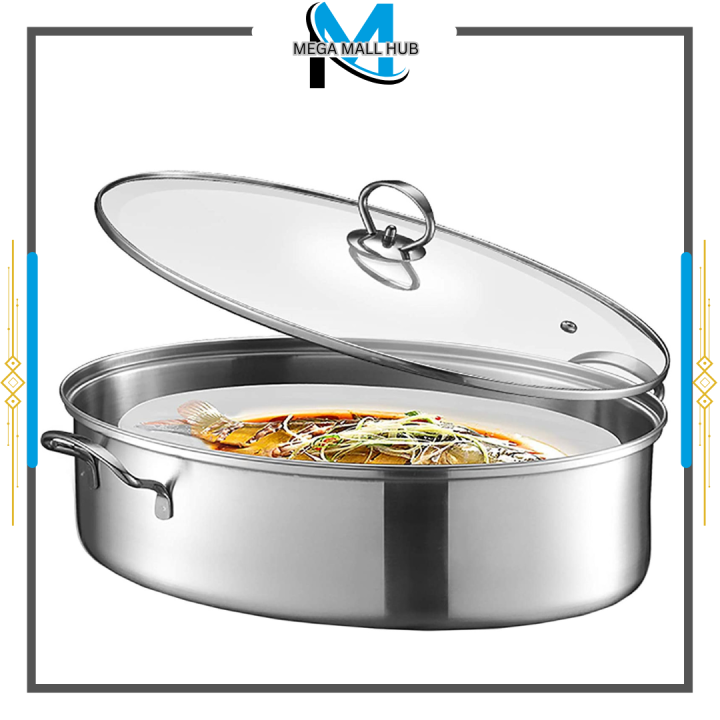 Alpha Stainless Steel Cooking flat karahi Fish Pot heavy weight | Daraz.pk