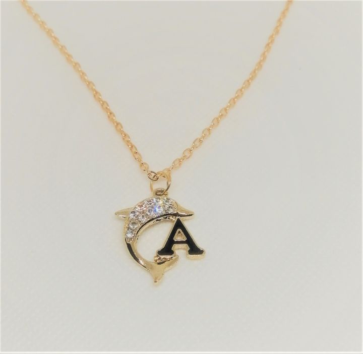 Golden Stainless "A" Alphabet Locket with Chain For Girls & Boys | Daraz.pk