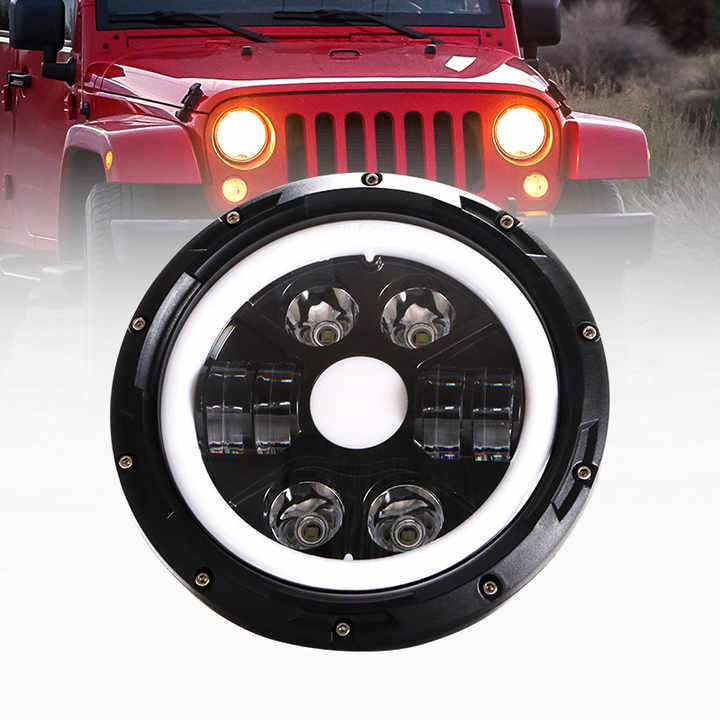 Jeep Round Headlight 7 Inch Projector style Full DRL 2 pcs Set | Daraz.pk