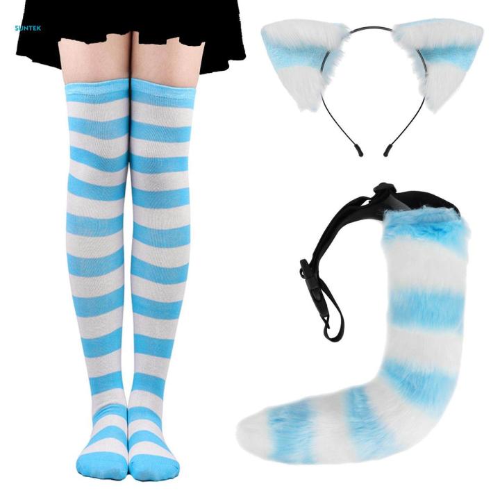 Cat Costume Set Socks Kitten Ear Tail Set for Party Halloween Christmas ...
