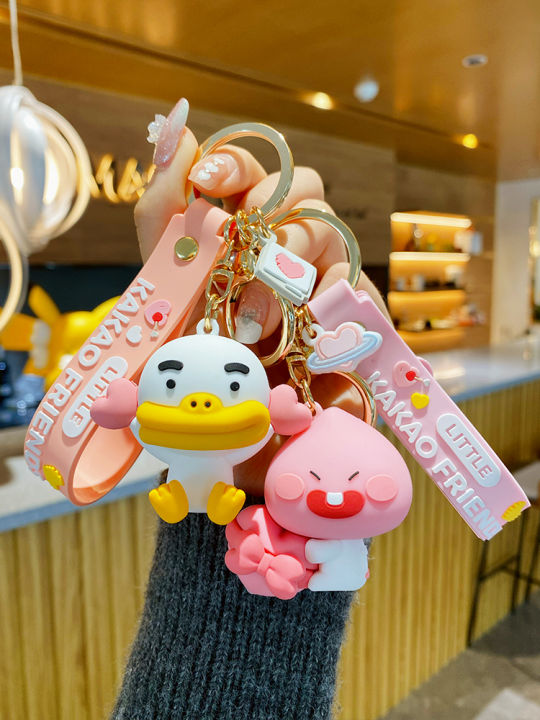 Baimao net red fart peach key chain exquisite female girl heart car key ...