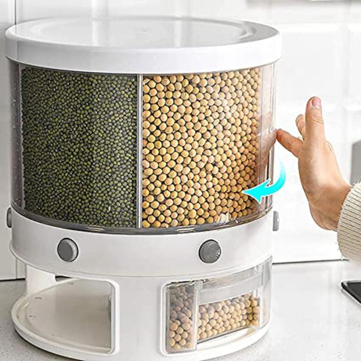 ROTARY SORTING ROUND CEREAL CONTAINER STORAGE BOX ROTARY RICE BUCKET ...