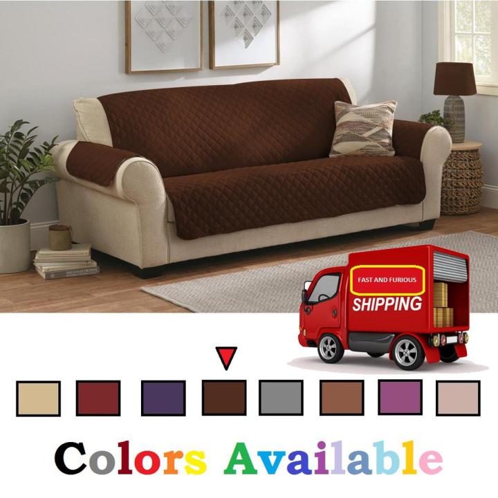 Quilted Sofa Cover Runner | Dark Brown Color | 100% Export Quality ...