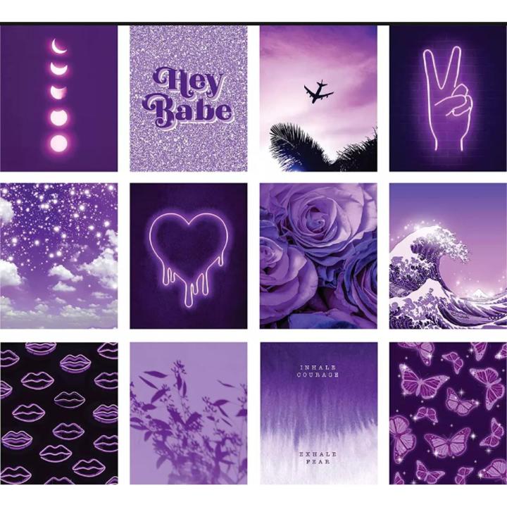 Pack of 10 Purple Aesthetic HD Stickers for Room Decoration, Trendy ...