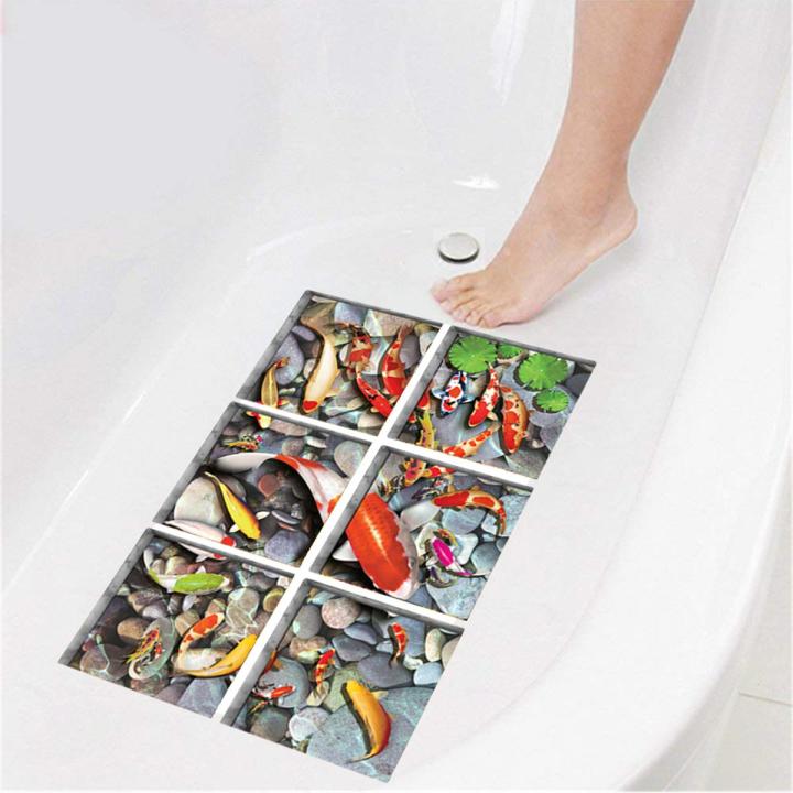 Beautiful Decoration 6pcs 3D Bathroom Anti-Slip PVC Sticker Bathtub ...
