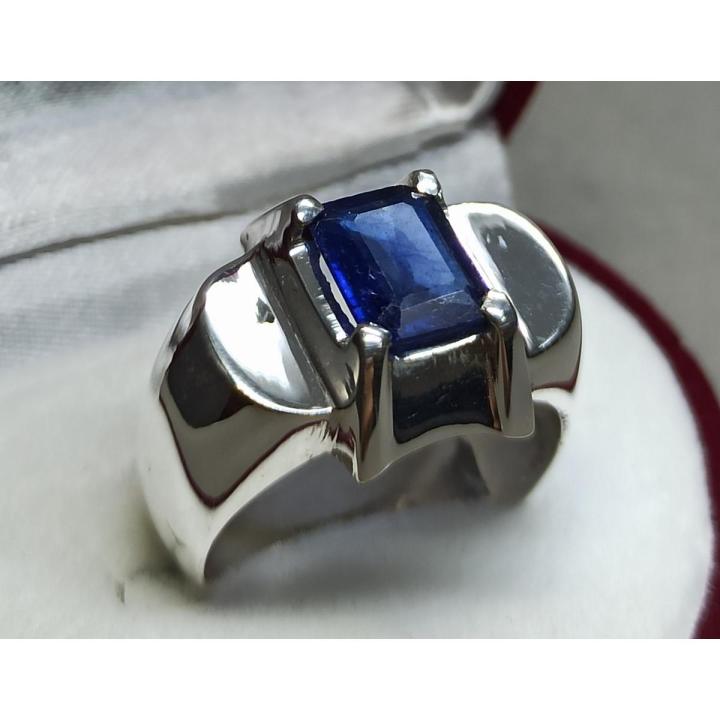 Natural Ceylon Blue Saphire Mens Ring Sterling Silver 925 Handmade ...