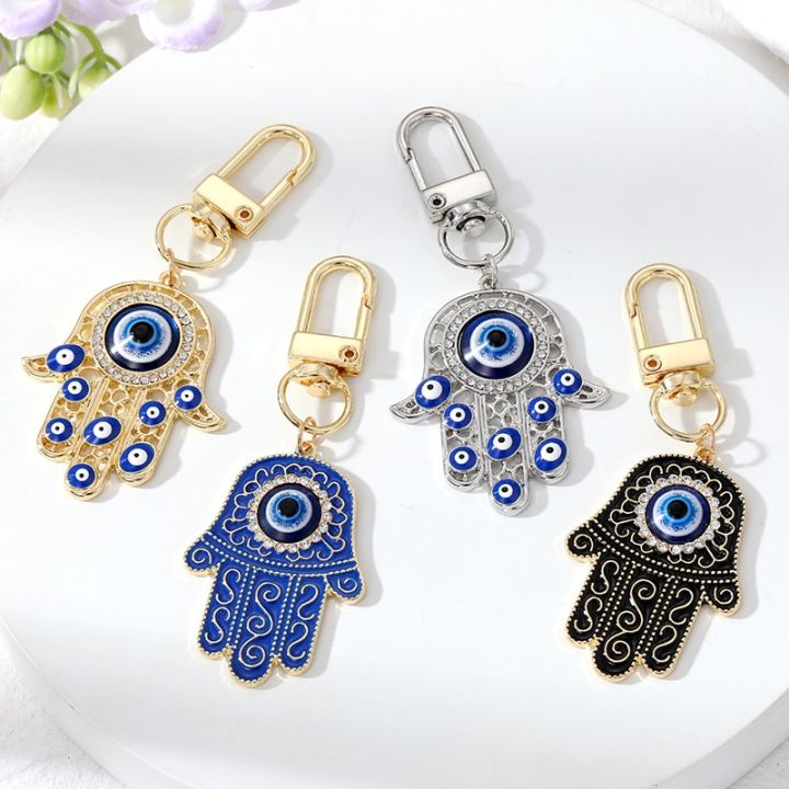 Bling Hollow Evil Eye Hamsa Hand Keychain Key Ring For Women Men Zircon ...