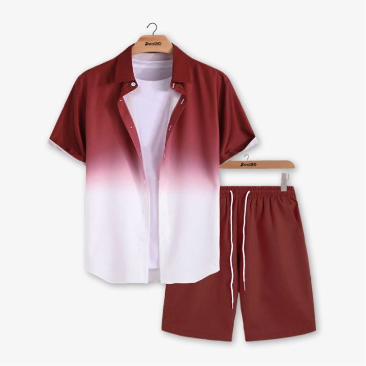 Shamsher | Men Maroon Gradient Shade Beach Summer Vacation and Resort ...