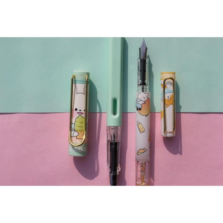 2 in 1 Cute fountain ink pens with FREE GEOMATRY unique design with 2 ...