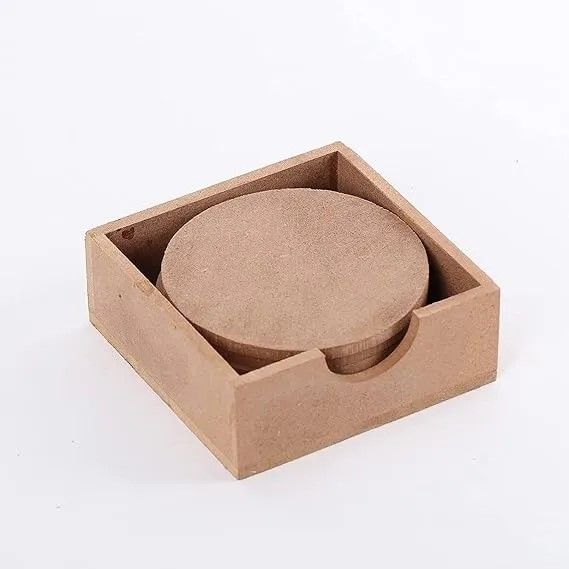 MDF DIY Round & square Coasters with Vertical Holder - MDF Plain Wooden ...