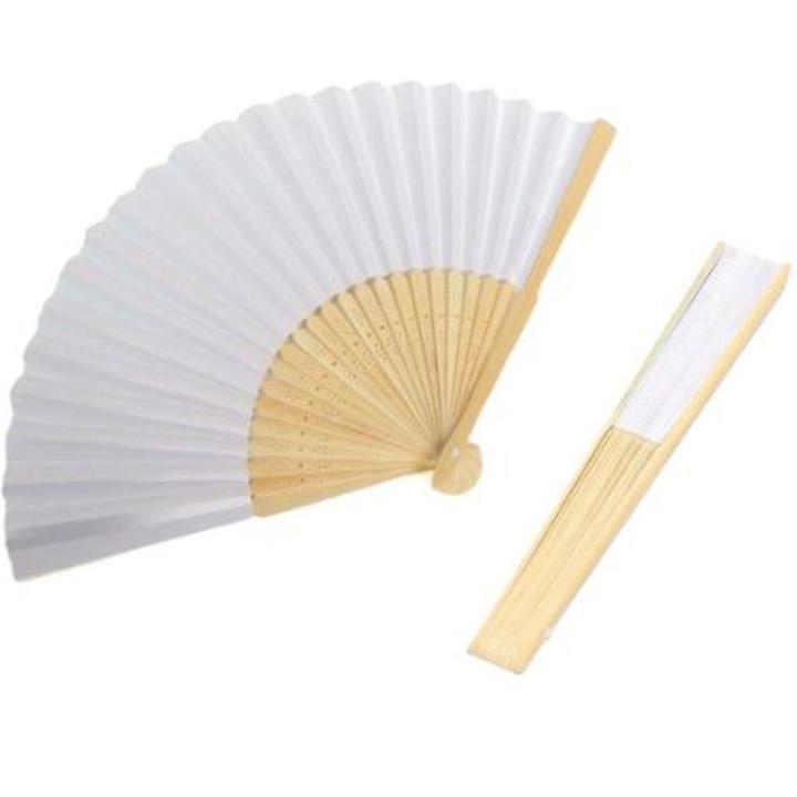 White Paper Fans with Natural Classic Frame - Blank 8.25 Inch White ...