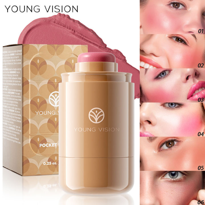 YOUNG VISION Pocket Blush Stick 6 Colors Matte Lip and Cheek Dual-use Creamy Blush Cream | Daraz.pk