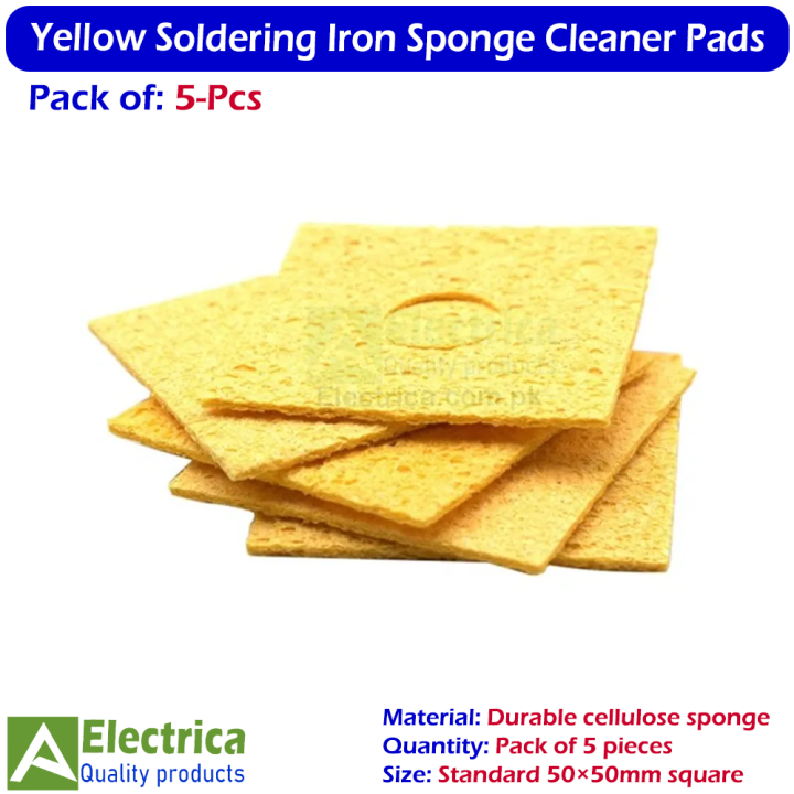 5pcs Yellow Soldering Iron Sponge Pads for Tip Cleaning, Heat-Resistant ...