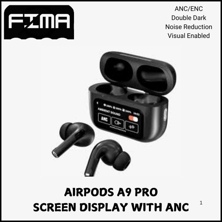 A9 pro Touch Screen ANC Wireless Headset TWS Noise Cancelling Earbud ...