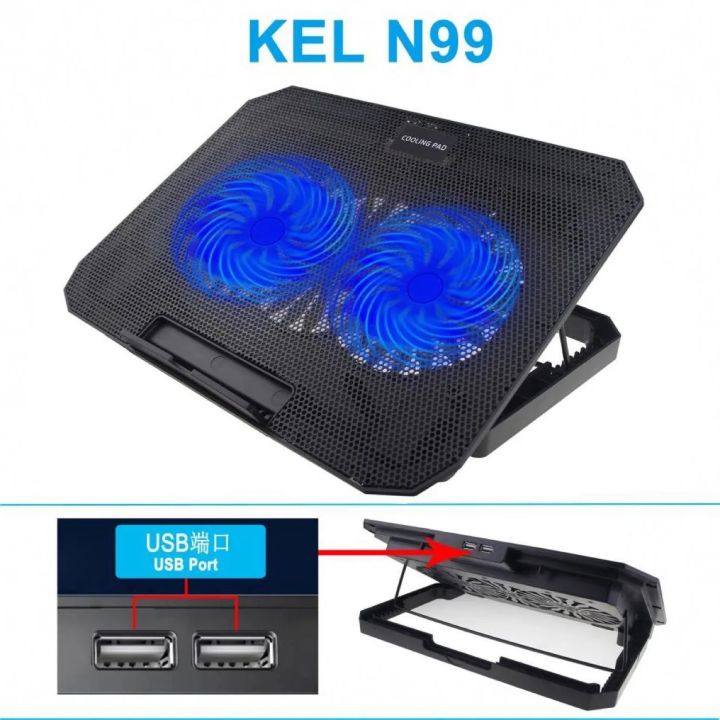 Speed-X N99 Stand 2 Fan Cooling Pad With Two USB & Light-Speed-X N99 Stand 2 Fan Cooling Pad ...