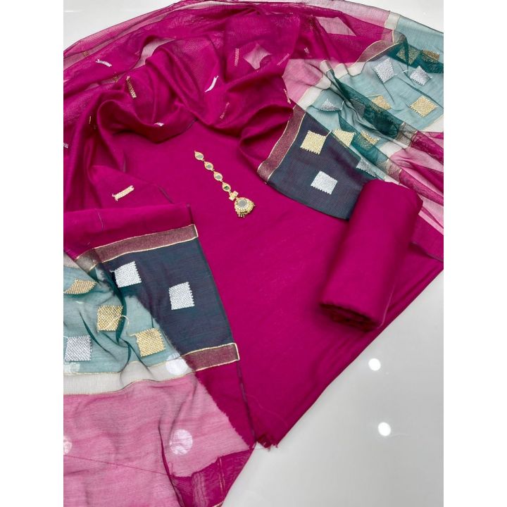 Indian Raw silk suit with Tussel, Multi Hand Embroidered Organza Dupatta, Party wear Fancy Suit ...