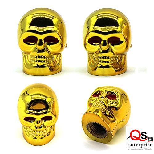 Pack Of 4 Golden Car Style Tire Stem Air Valve Cap Tyre Dust Cover Caps ...