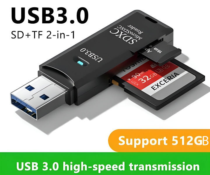 All in one USB 3.0 SD Card Reader for SDXC, Micro SDXC Memory Cards ...
