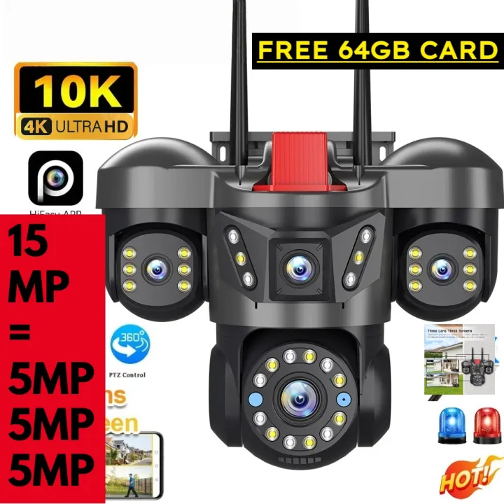 15 MP =5MP+5MP+5MP Outdoor WIFI CCTV camera 15MP, HD, V380 / Security ...