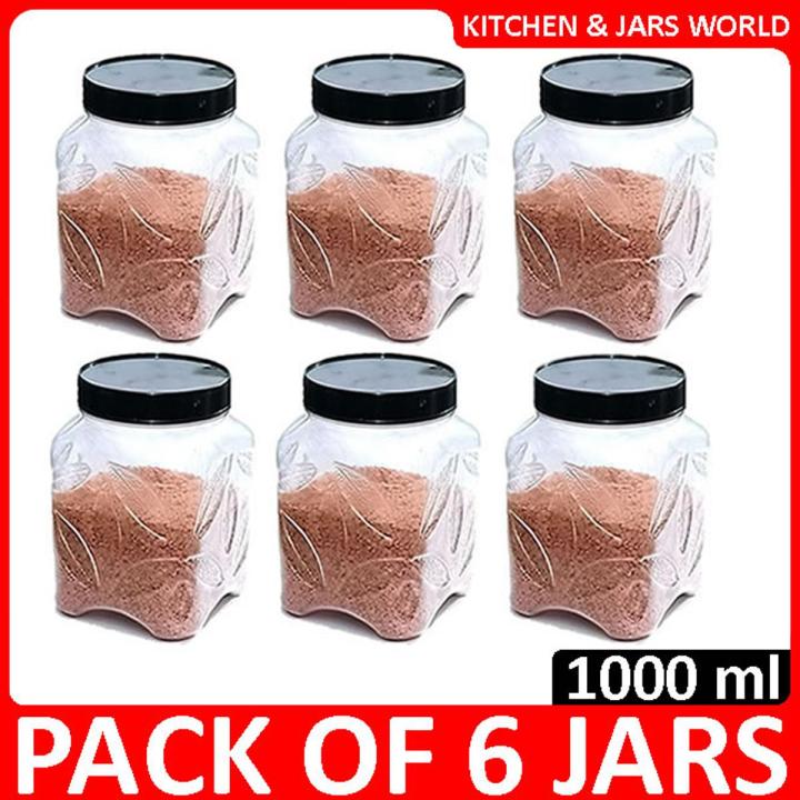 Pack of 6 Jars for Kitchen - 1 KG STORAGE Containers - Spice Jar SET ...