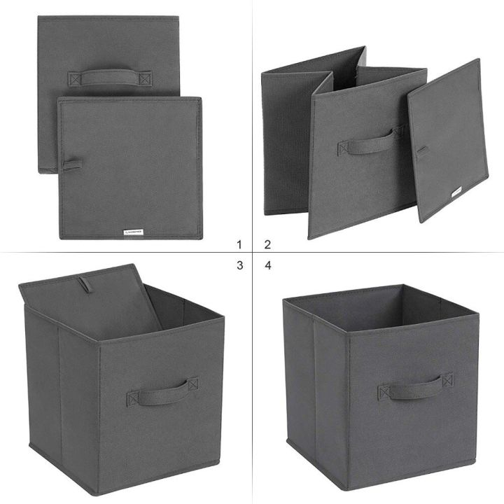 pack off 4 -Foldable Square Fabric Storage Bin Collapsible Box Clothes ...