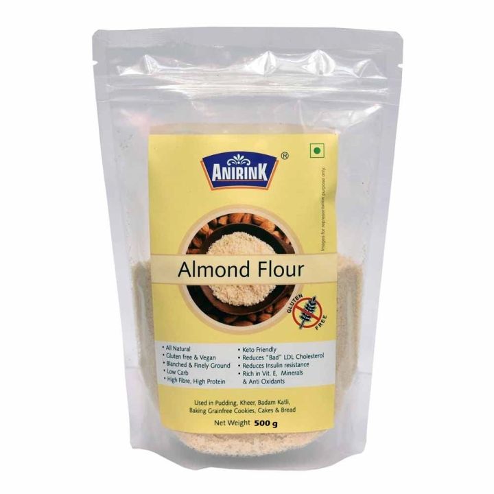 Anirink Almond Flour 500gm/ Gluten Free/ High Protein & Rich Fibre/ Low ...