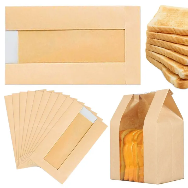 Large Paper Bakery Bag with Window Paper Paper Bread Bags 13.7x8.2x3.9 ...