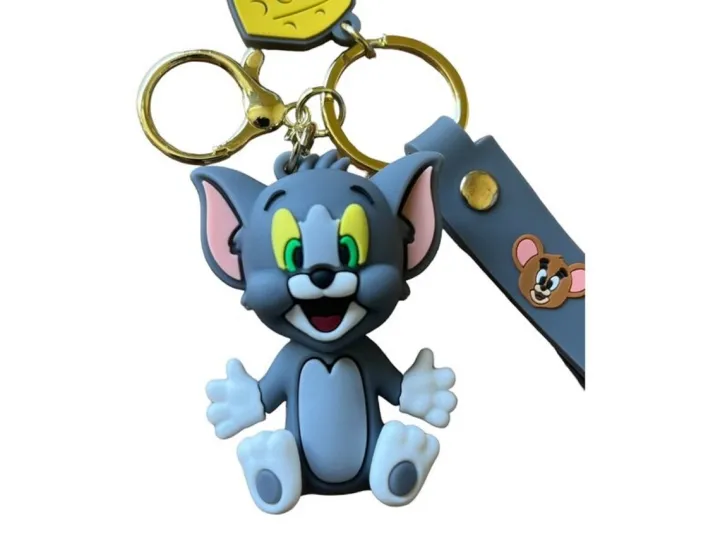 Tom and Jerry Keychain 3D Silicon Cartoon Character Two Random Color ...
