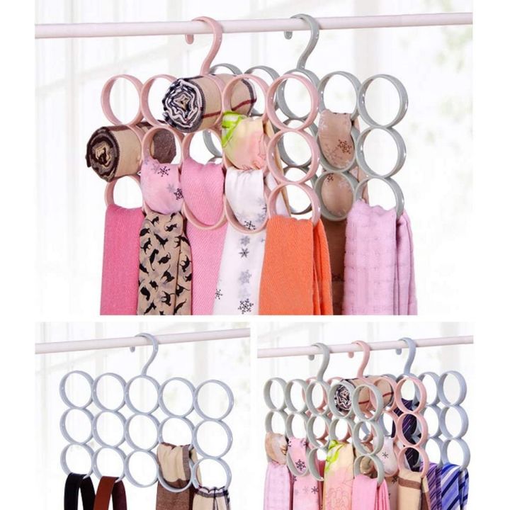 15 Ring Hole Hanger Plastic Hanging Storage Organizer Rack Scarf Holder ...