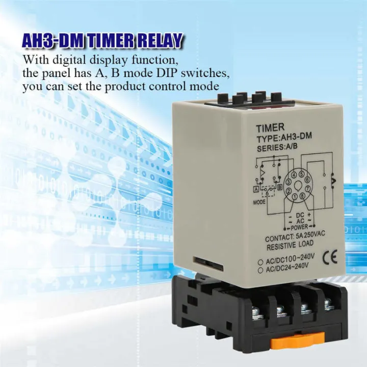 AH3-DM Timer Relay Delay Digital Display A/B Dual Mode with Base High Accuracy AC220V | Daraz.pk