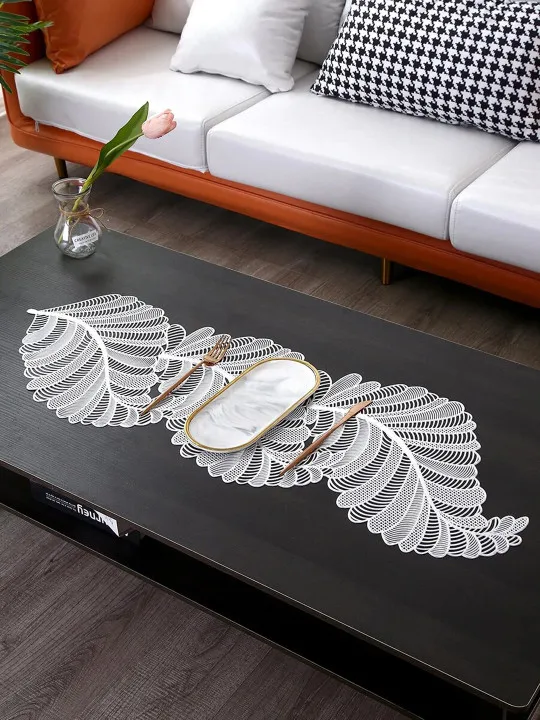 Silver Leaf Table Runner – Decorative Centerpiece Mat for Dining Table ...