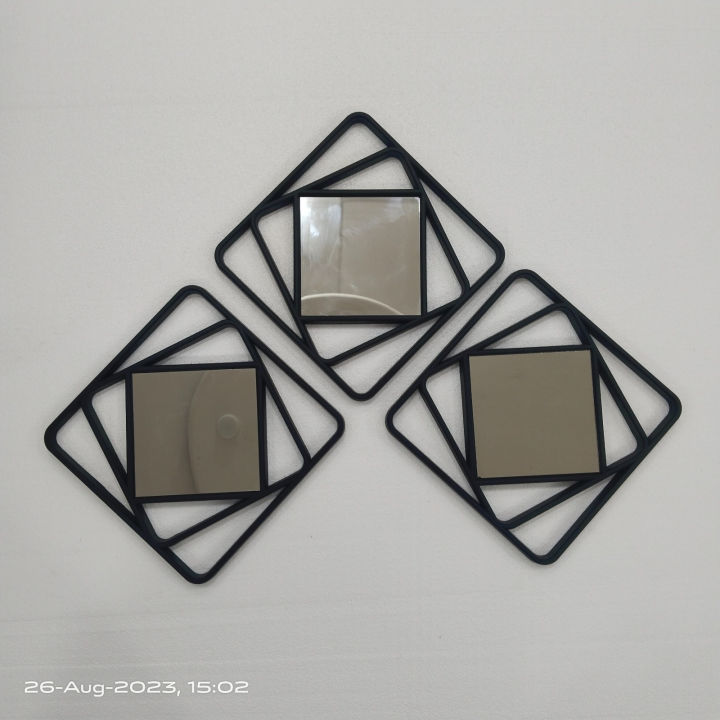 Art Street Golden Set of 3 Decorative Square Wall Mirrors – 10x10 ...