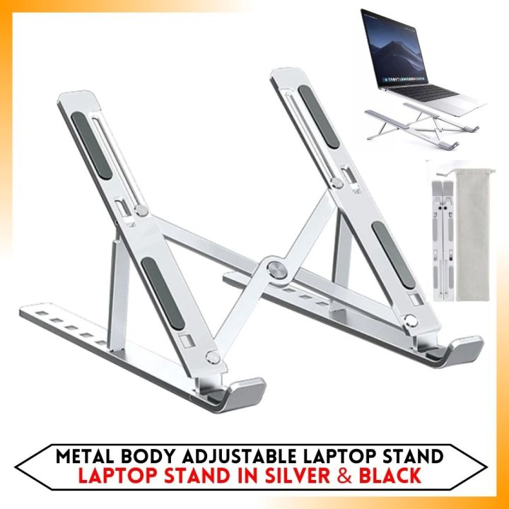 Aluminium Laptop Stand Silver & Black With Detachable Single & Dual Fan ...