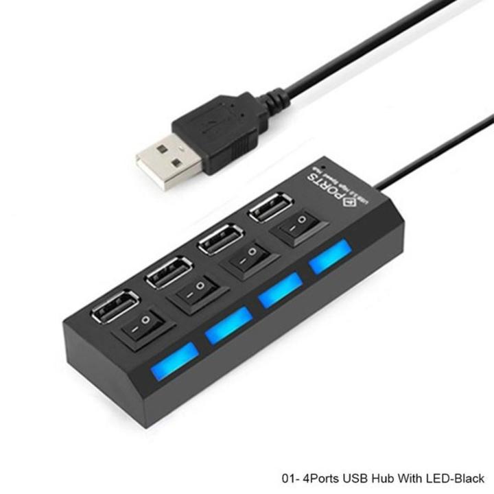 High Speed 7 Ports Hub Led Usb 2.0 Adapter Hub Multi-Port Socket Powered On/off Switch Charger ...
