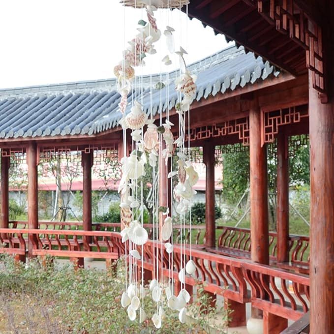 Z.M Unique Wind Chimes Spiral Shape Natural Shell Wind Chimes Hanging ...